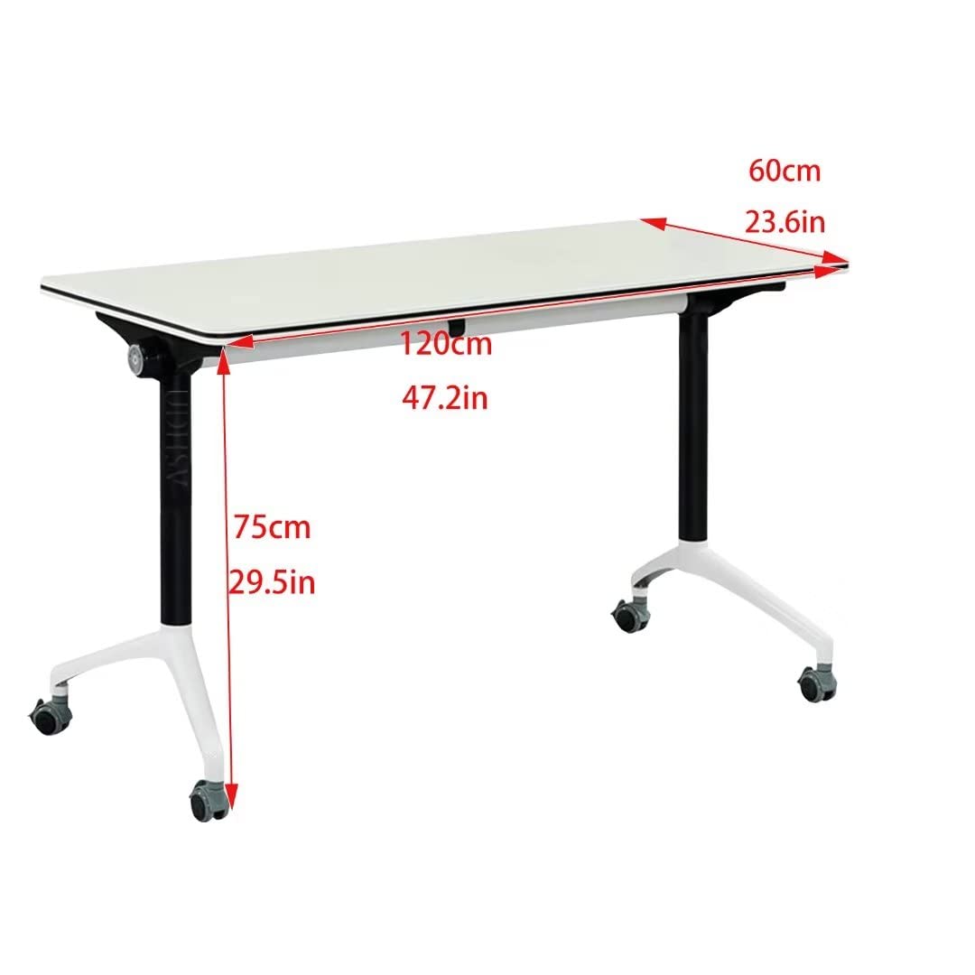 UDHSV Office Meeting Table with Wheels,Meeting Office Table Conference Meeting Seminar Table White 1 Piece(47.2×23.6×29.5in)