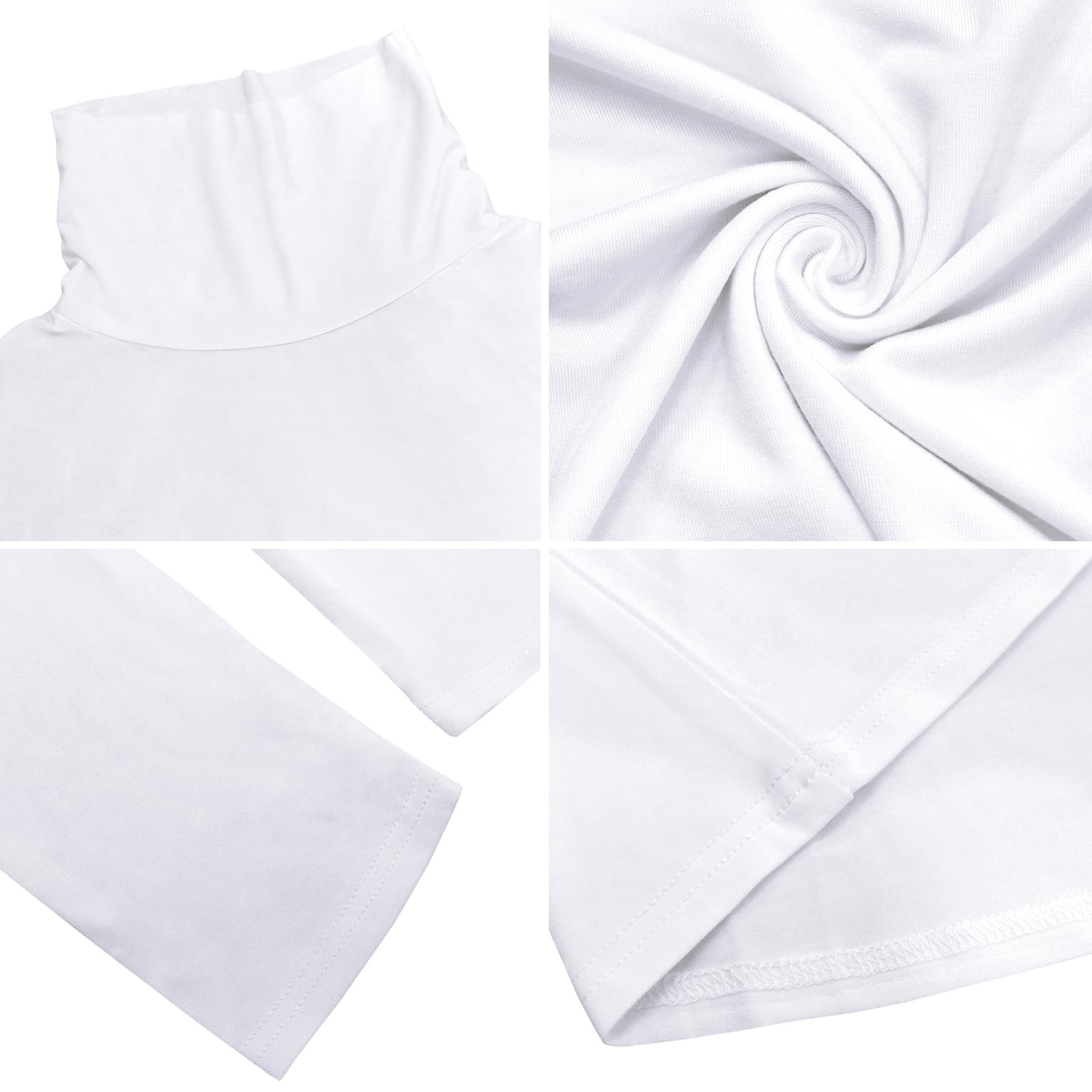 LONGYIDA Womens Long Sleeve Mock Turtleneck Tops Slim Fit Base Layer Tee Lightweight Turtle Neck Thermal Underwear Layer Top Shirts(White,S)