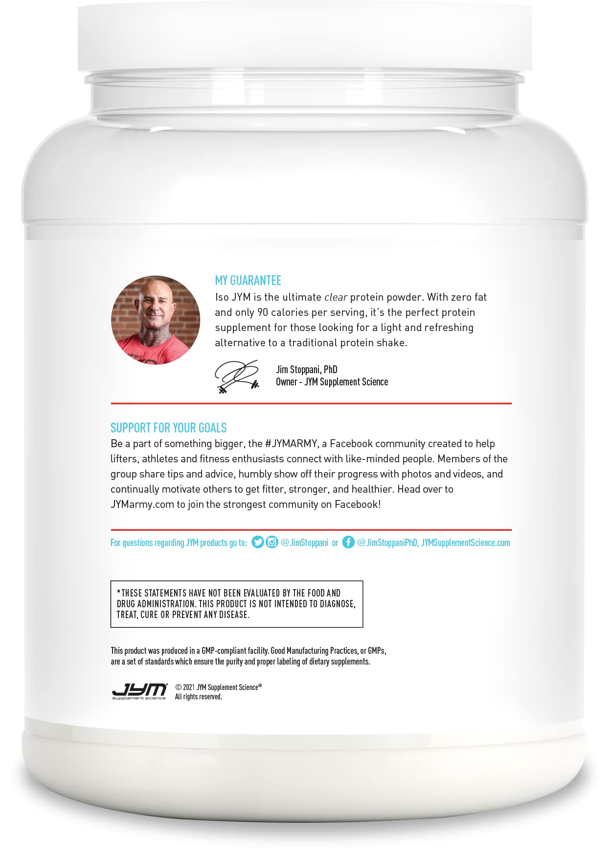 JYM Supplement Science Iso JYM Bombsicle, 90 Calories, 100% Whey Protein Isolate, Zero Fat, Zero Sugars, Mixes Clear, for Women & Men, 20 Servings