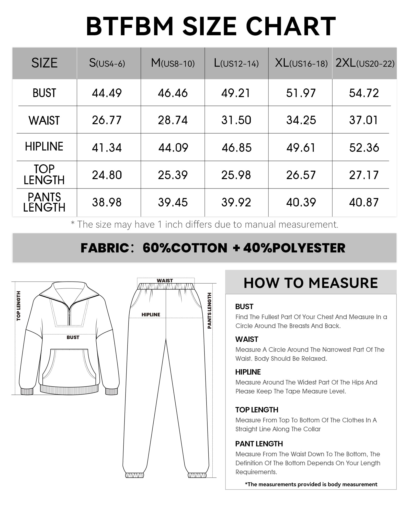 BTFBM Women 2 Piece Tracksuits Fall Winter 1/4 Zip Sweatshirt Jogger Pants Matching Lounge Sets Thick Sweatsuits Pockets(Solid Black, Large)