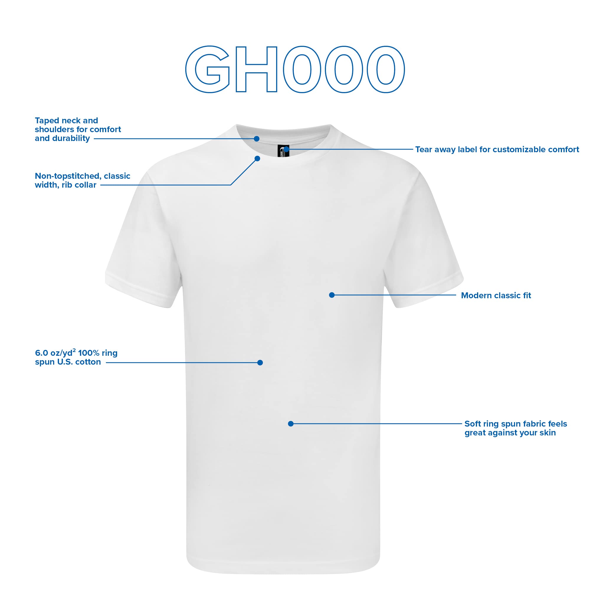 Gildan T-Shirt, Style GH000, Dark Navy (2-Pack), Small