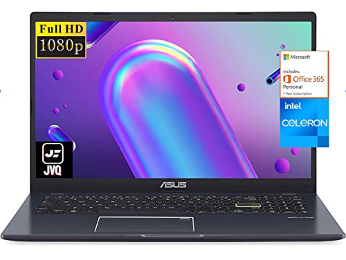 ASUS Newst Vivobook L510 Laptop, 15.6" FHD Display, Intel Celeron N4020(up to 2.8GHz), 4GB RAM, 256GB Storage, 1-Year Office 365, Backlit Keyboard, HDMI, USB-C, WiFi, Webcam, Windows, JVQ MP