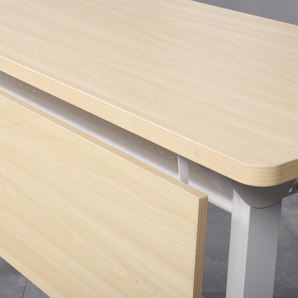 Foldable Meeting Table,Flip Top Mobile Training Table with Modesty and Lockable Wheels, Wood Tabletop, Metal Frame (Color : A, Size : 120 * 40 * 75cm)