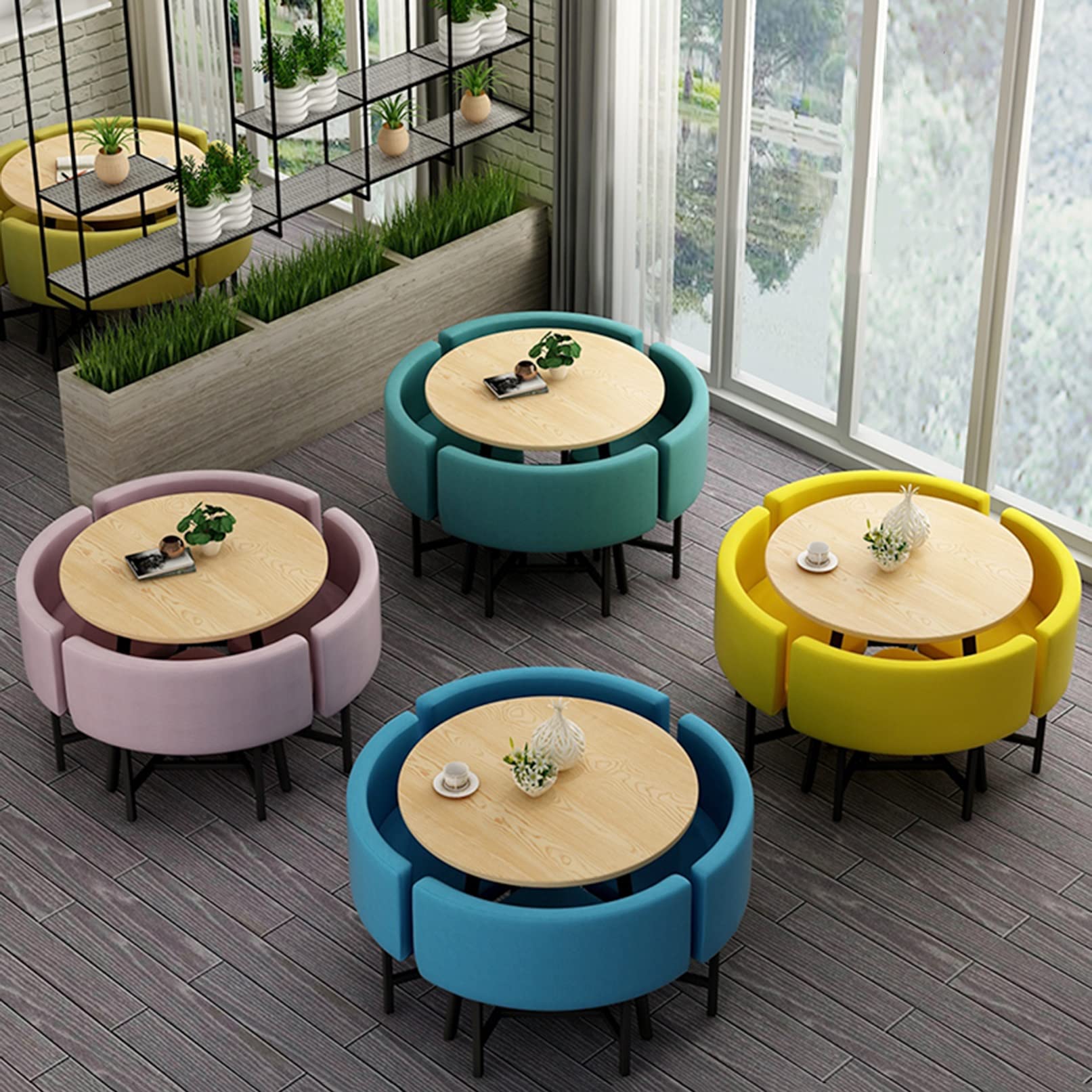LSRY Coffee Table and Chair Set Office Conference Tables Negotiation Table Dining Table Small Space Dinette Round Leisure Hotel Lounges Balcony Restaurant Meetings Room Reception Tables (Color : Blue