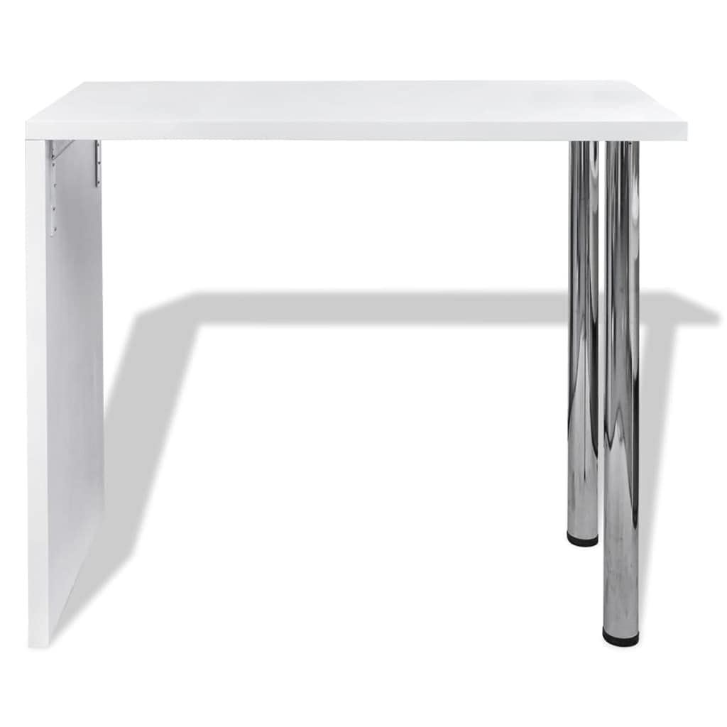 Bar Table,Coffee Tables,Mid Century Modern Coffee Table,Rectangle Dining Table,Dining Table,High Gloss,for Party, Kitchen, Living Room, Dining Room,MDF with 2 Steel Legs High Gloss White