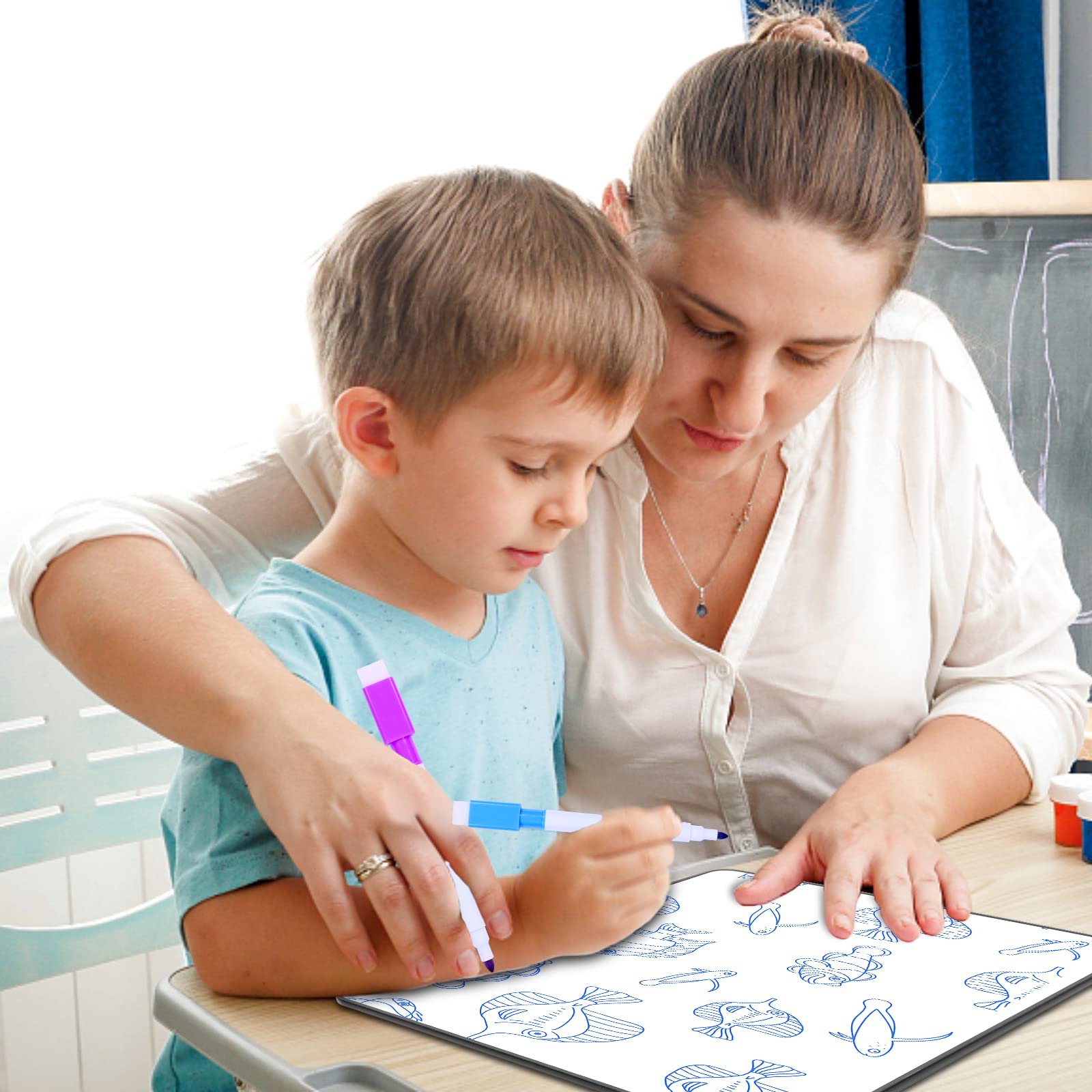 White Board Dry Erase - 14" X 11",Dry Erase Board,Small White Board with 6 Markers(Double Sided Whiteboard)