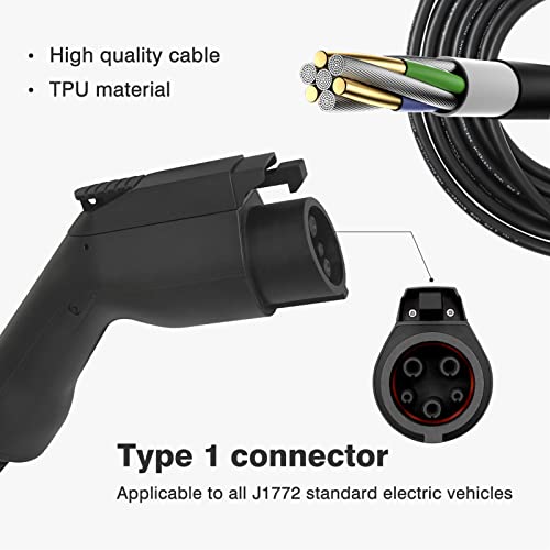 EVCARS Level 2 EV Charger 16A NEMA 6-20 25FT Portable EVSE D Electric Vehicle Car Charging Station, Fixed Time Charging, Total Charging Energy Record (SAE J1722, Adjustable Amp, Time Delay)