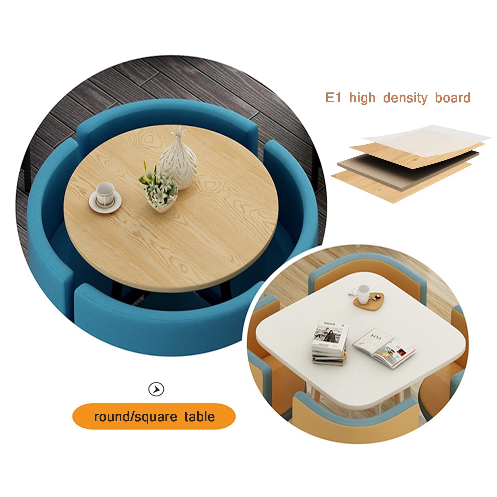 LSRY Coffee Table and Chair Set Office Conference Tables Negotiation Table Dining Table Small Space Dinette Round Leisure Hotel Lounges Balcony Restaurant Meetings Room Reception Tables (Color : Blue