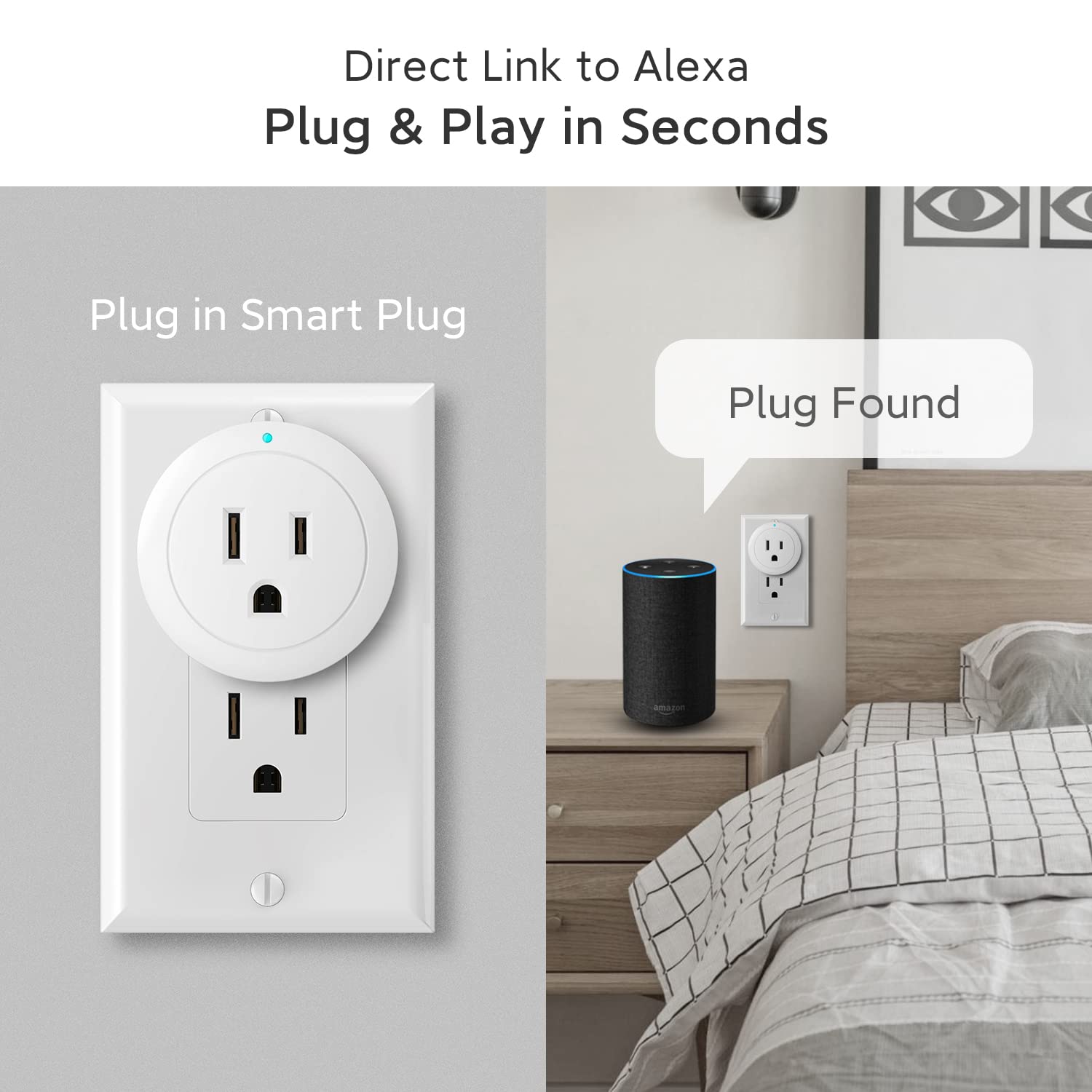 Amysen Smart Plug ,Compatible with Alexa Only ,Smart Outlet Bluetooth Mesh,Simple Setup with One Voice Command , Remote Control and Voice Control, ETL & FCC Certified, 4 Pack