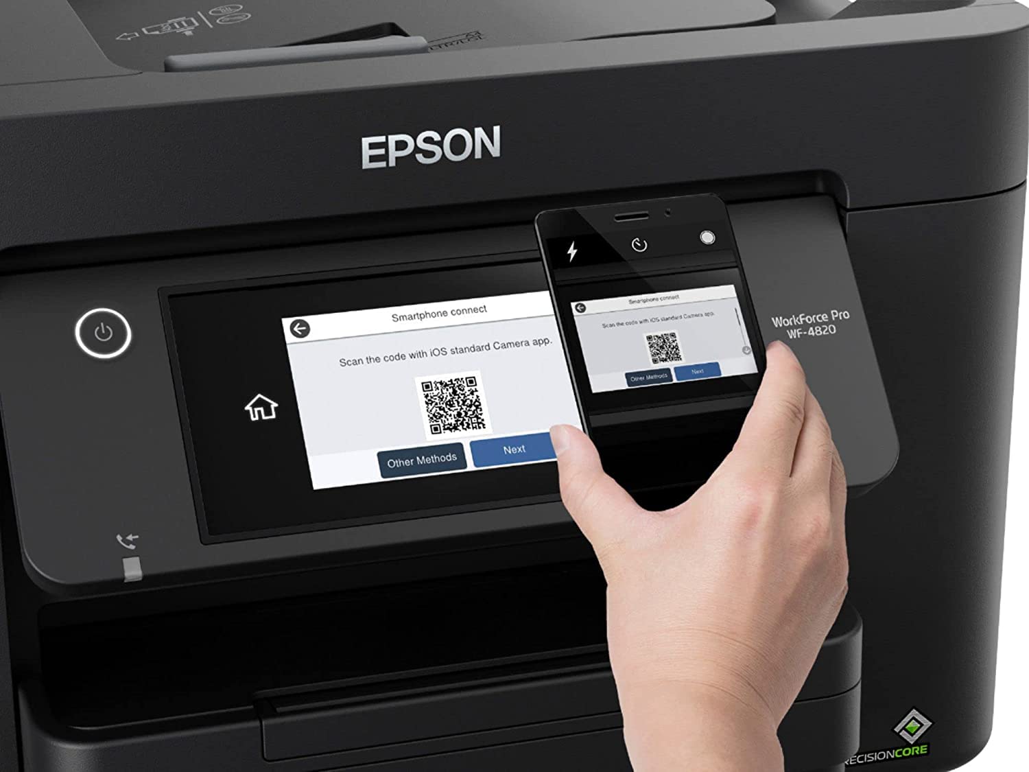 Epson Workforce Pro WF-4820 Wireless All-in-One Color Inkjet Printer, Black - Print Scan Copy Fax - 4.3" Touchscreen, 25 ppm, 4800 x 2400 dpi, Auto 2-Sided Printing, 35-Sheet ADF, Ethernet