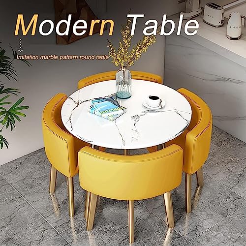 Dining Table and Chair Set, Folding Dining Table C Modern Business Negotiation Dining Table and Chair Combination,Coffee Table Conference Room Table,Leisure Area Home Balcony Small Round Table, Suitab