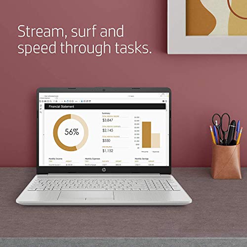 HP 2021 15.6'' HD Laptop PC AMD Dual-Core Ryzen 3 3250U 4GB DDR4 128GB SSD + 1TB HDD AMD Radeon Graphics USB-C HDMI WiFi AC RJ45 Bluetooth Webcam Fast Charge Windows 10 Home