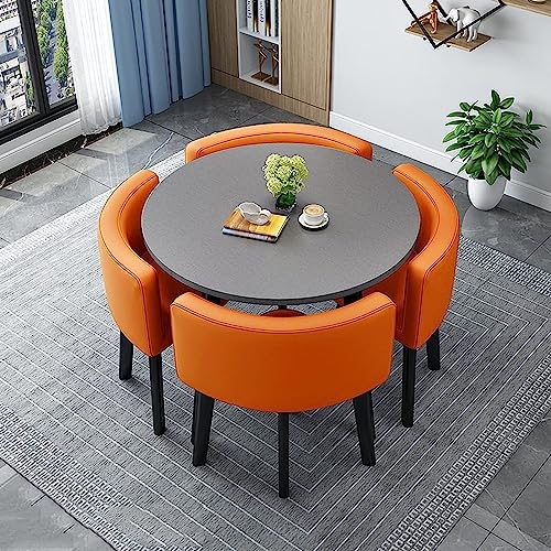 Dining Table and Chair Set, Folding Dining Table C Modern Business Negotiation Dining Table and Chair Combination,Coffee Table Conference Room Table,Leisure Area Home Balcony Small Round Table, Suitab