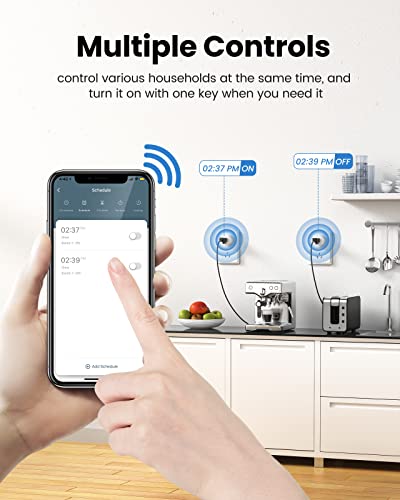 Ecoey Smart Plug - Smart Home Wi-Fi Outlet with Timing and Appointment Function, Smart Plugs with Voice Control, Familywell Pro/Tuya APP, ETL Listed, GW2001, 4 PACKS