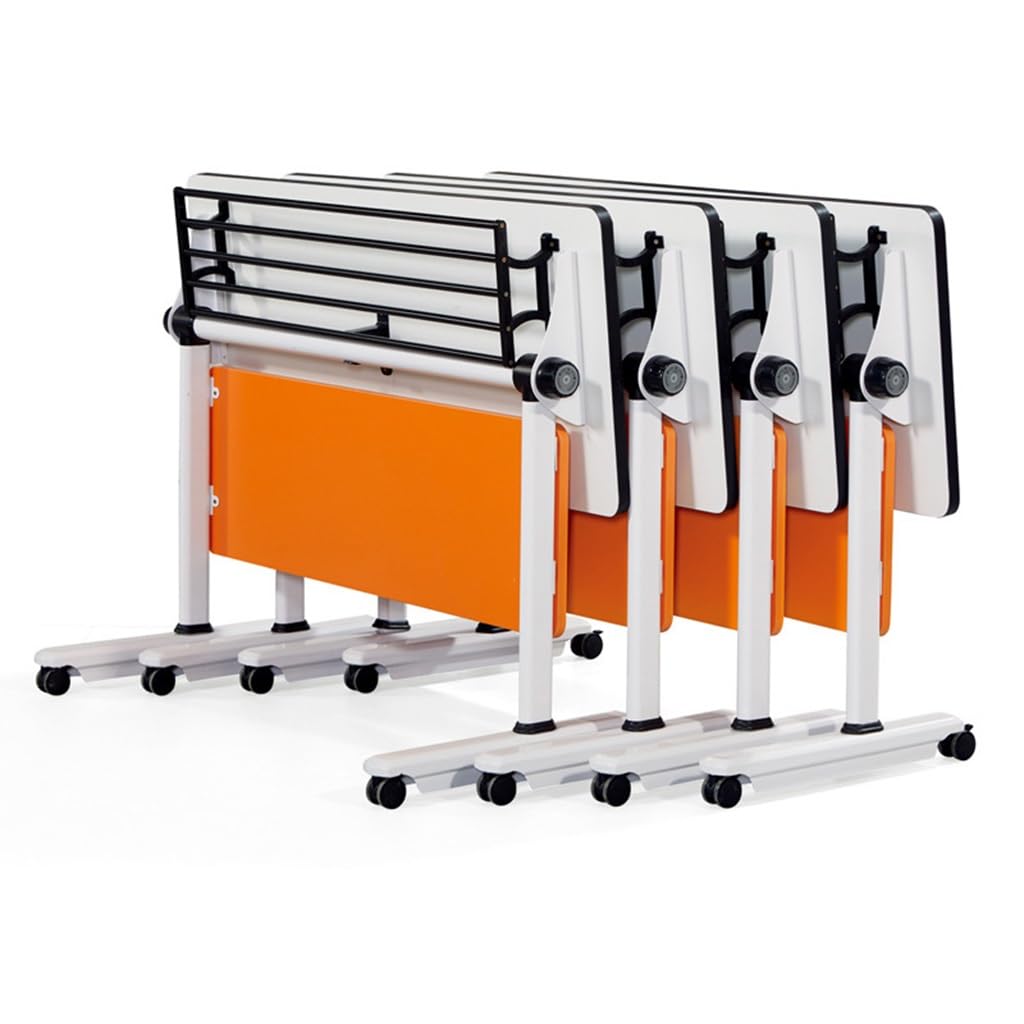 Foldable Meeting Table Set of 6,Flip Top Mobile Training Table with Modesty and Lockable Wheels, for Conference Rooms,Training Rooms,Media Centers,Classrooms (Color : A, Size : 120 * 60 * 75cm)