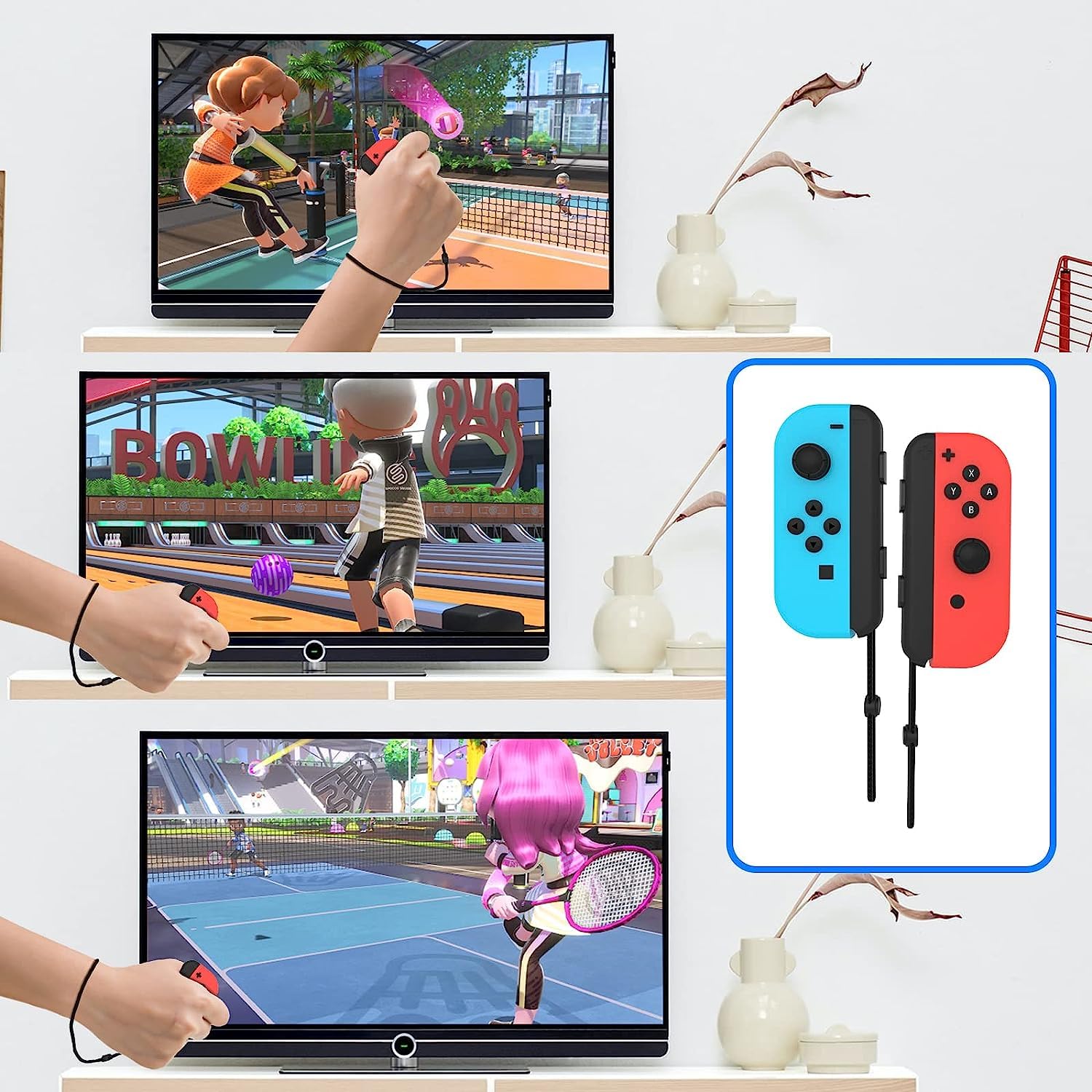 Wrist Strap Compatible with Switch Joycon, 2 Pack Switch Joy con Strip Replacement Accessories for Joy Con Controller Adjustable Tightness - Black