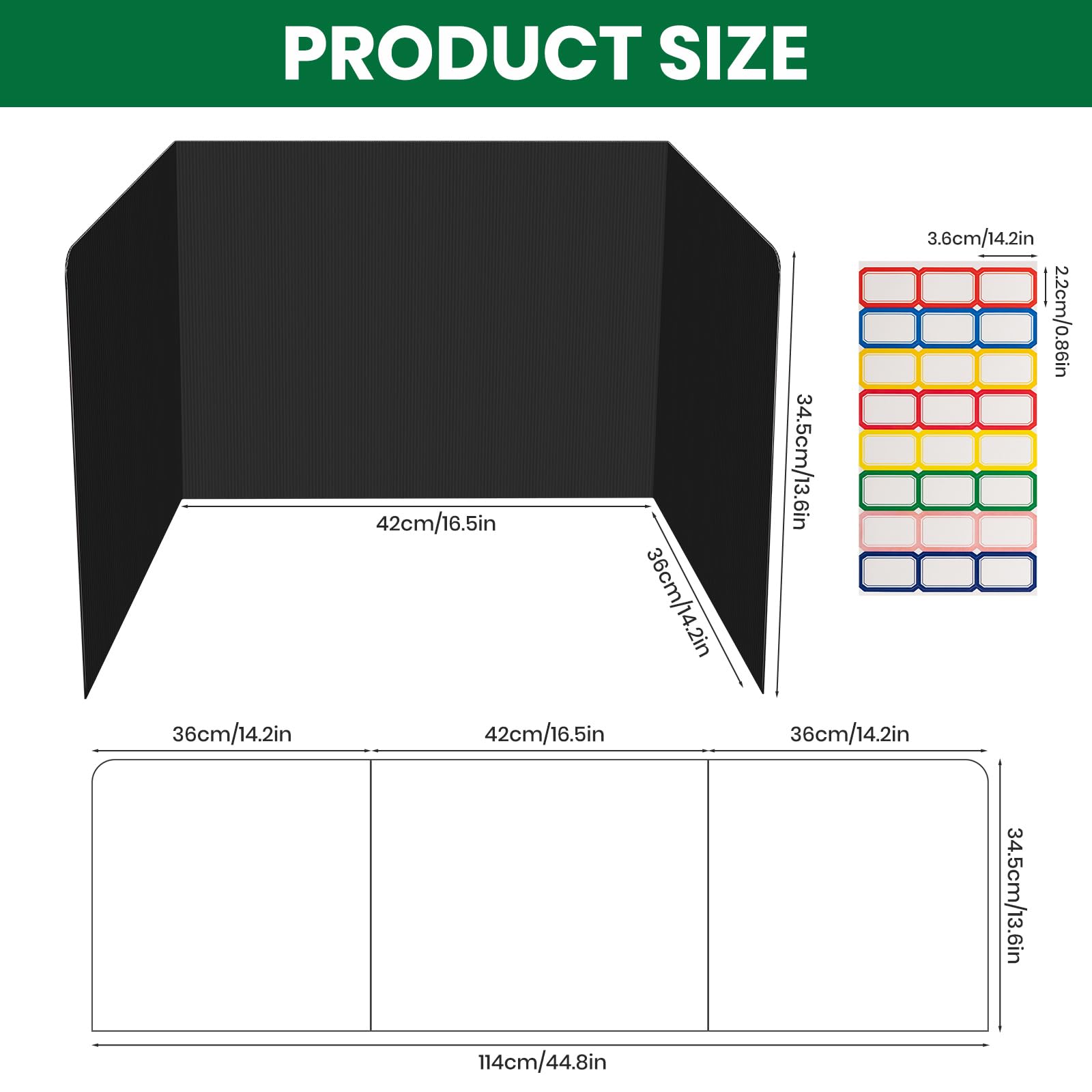 Ayuanb 4 PCS Desk Dividers, 17 x 14 x 13.5 Inch Plastic Classroom Privacy Shields for Student Desks with Name Labels, School Class Study Carrel Folder Boards Teacher Supplies (Black)