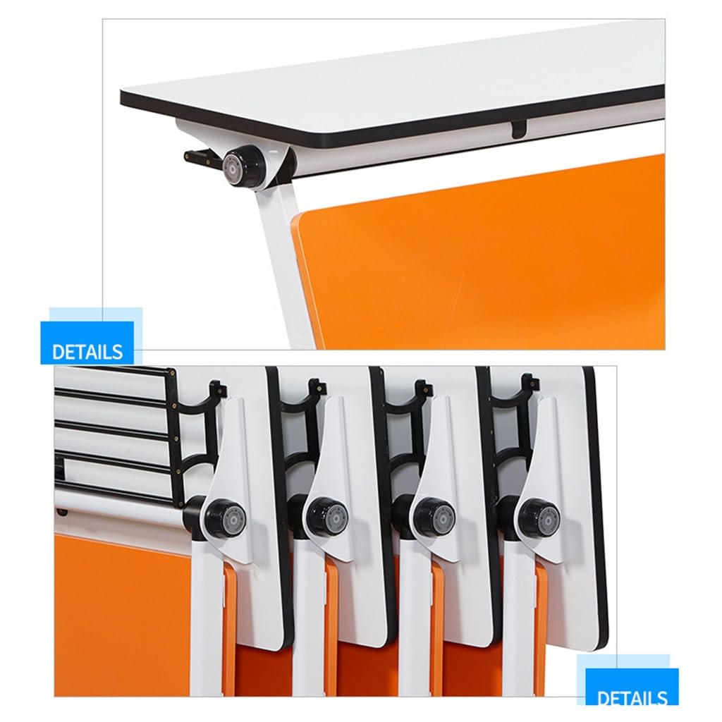 Foldable Meeting Table Set of 6,Flip Top Mobile Training Table with Modesty and Lockable Wheels, for Conference Rooms,Training Rooms,Media Centers,Classrooms (Color : A, Size : 120 * 60 * 75cm)