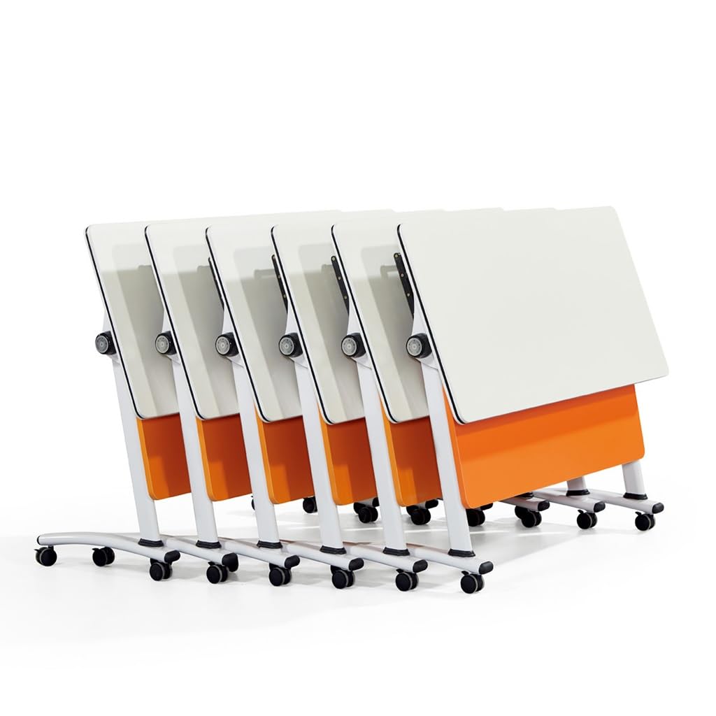 Foldable Meeting Table Set of 6,Flip Top Mobile Training Table with Modesty and Lockable Wheels, for Conference Rooms,Training Rooms,Media Centers,Classrooms (Color : A, Size : 120 * 60 * 75cm)