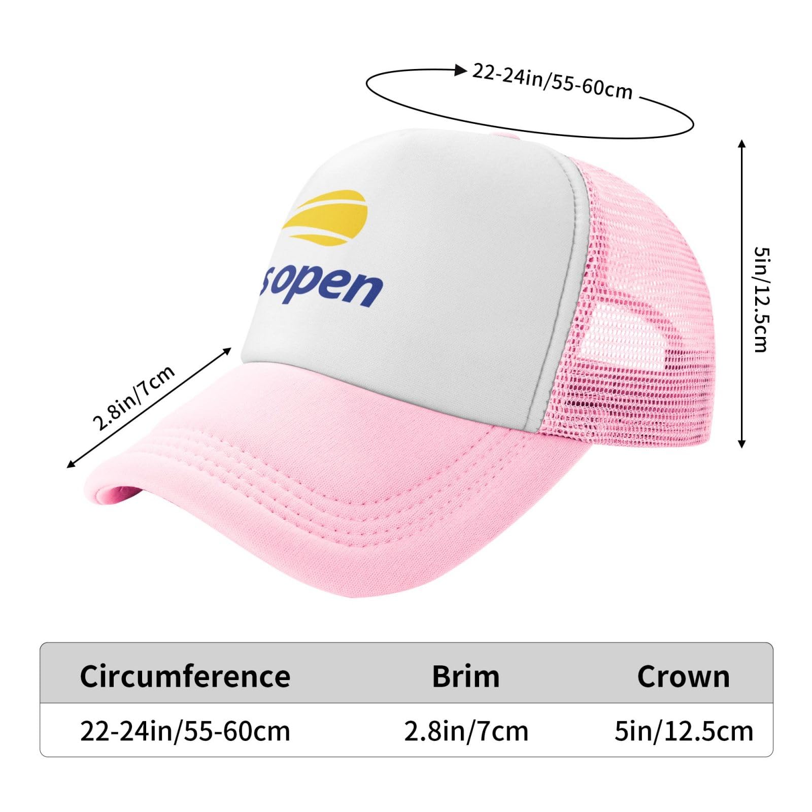 Lujzwop Us Open Tennis 2023 Trucker Hats for Both Men and Women - Mesh Baseball Snapback Hats Pink