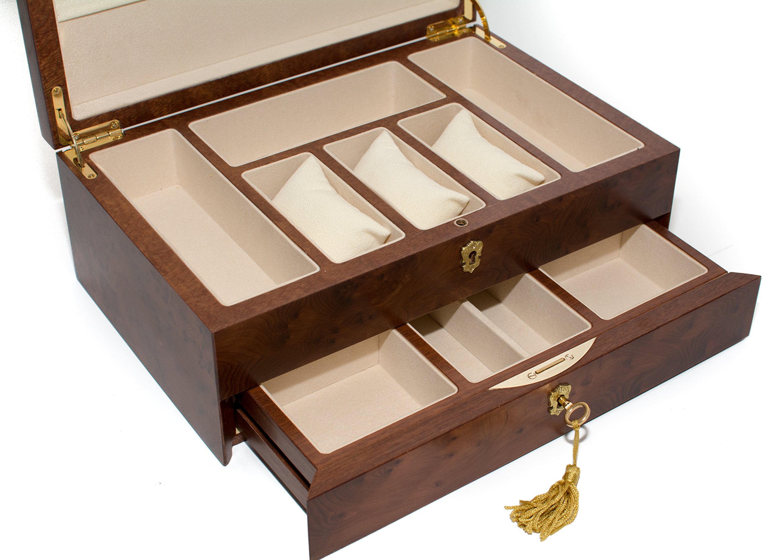 Bello Collezioni - Via Del Corso Luxury Briar Wood Men's/Women's Jewelry Box. Made in Italy