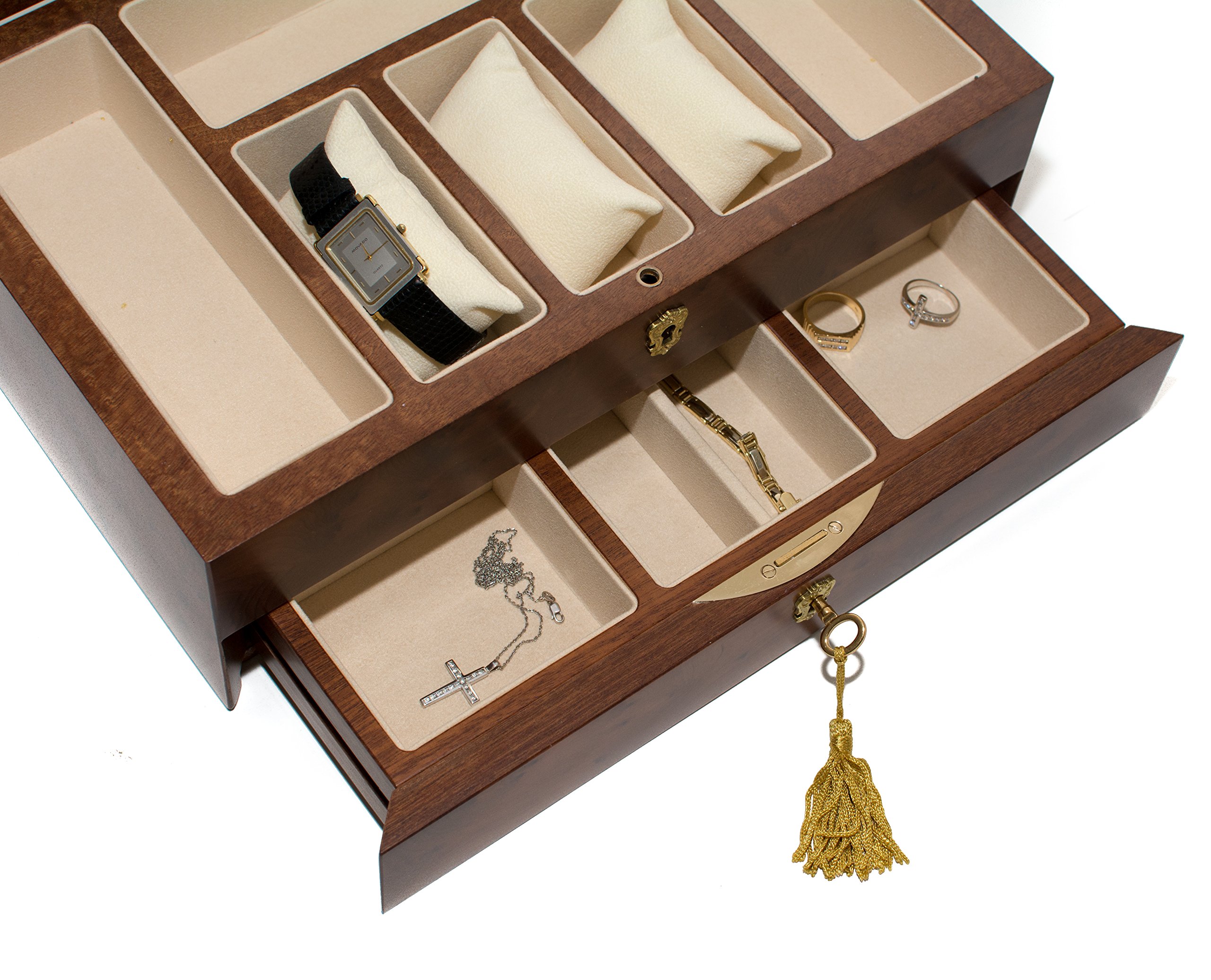 Bello Collezioni - Via Del Corso Luxury Briar Wood Men's/Women's Jewelry Box. Made in Italy