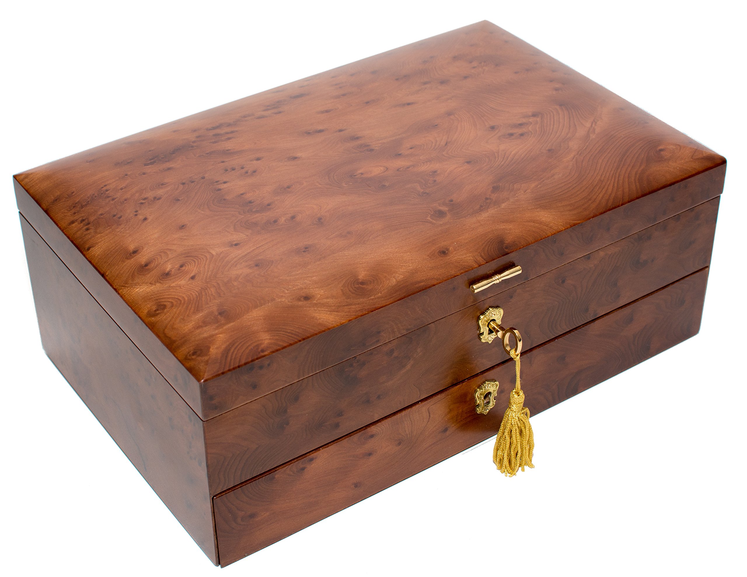 Bello Collezioni - Via Del Corso Luxury Briar Wood Men's/Women's Jewelry Box. Made in Italy