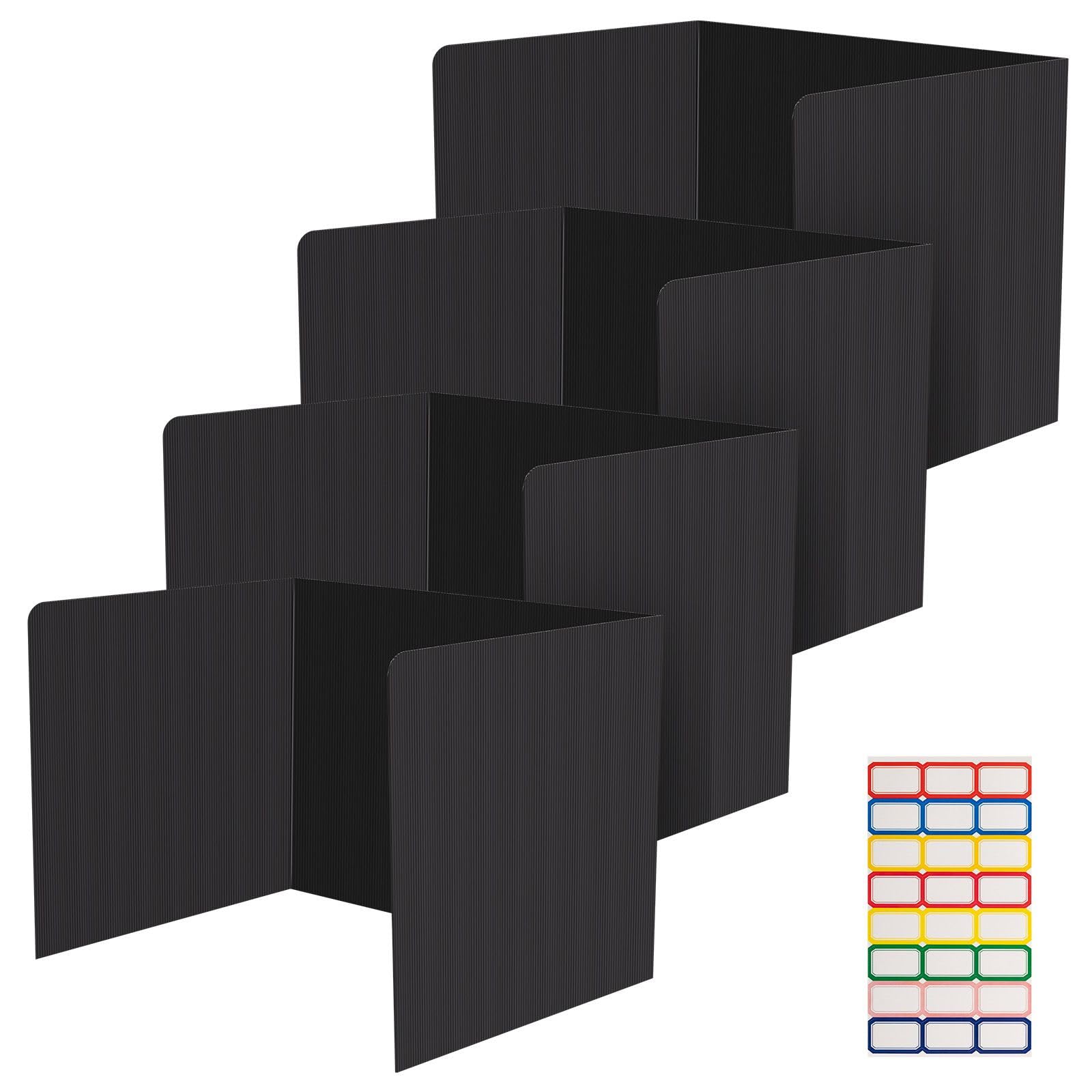 Ayuanb 4 PCS Desk Dividers, 17 x 14 x 13.5 Inch Plastic Classroom Privacy Shields for Student Desks with Name Labels, School Class Study Carrel Folder Boards Teacher Supplies (Black)