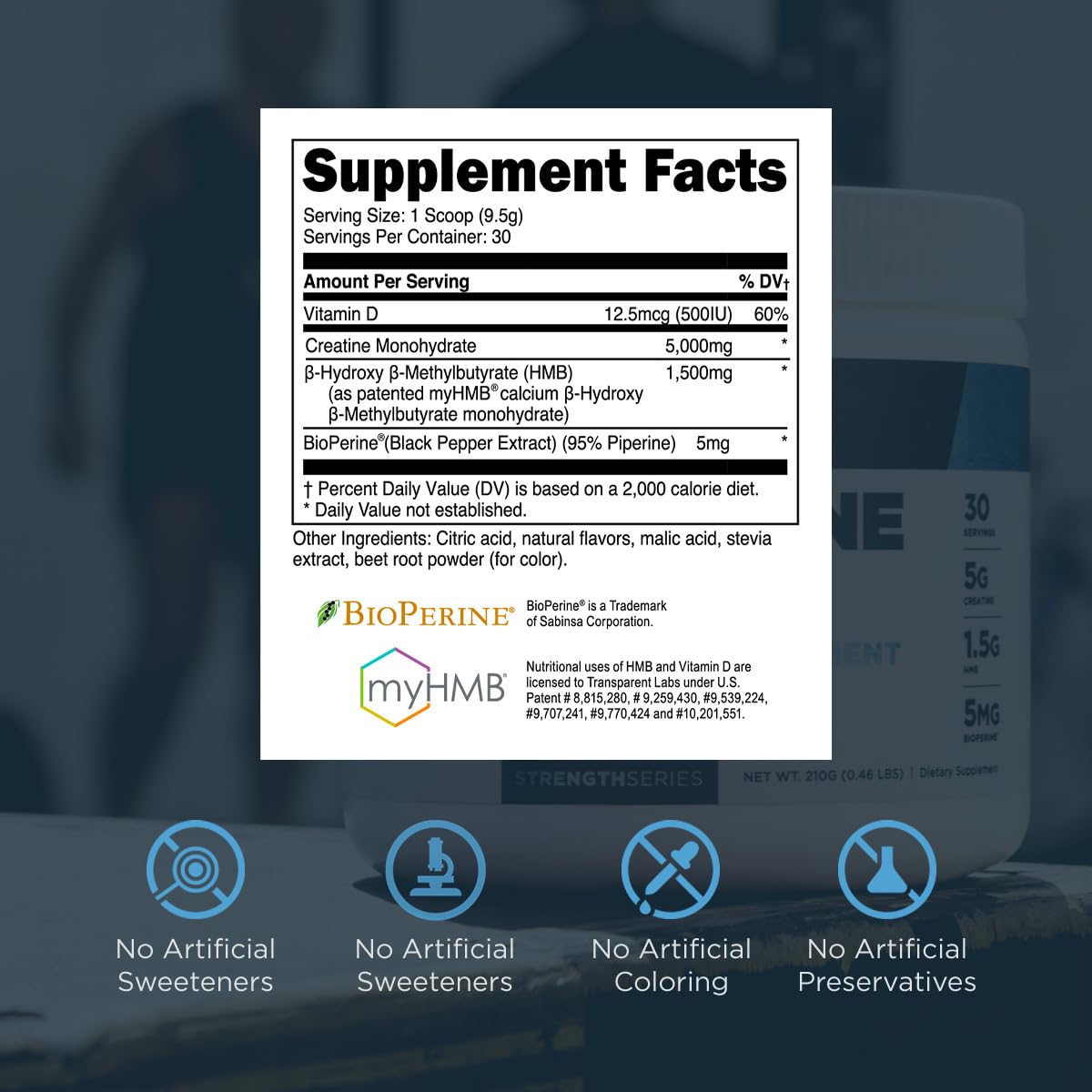 Transparent Labs Creatine HMB - Creatine Monohydrate Powder with HMB for Muscle Growth, Increased Strength, Enhanced Energy Output, and Improved Athletic Performance - 30 Servings, Strawberry Lemonade