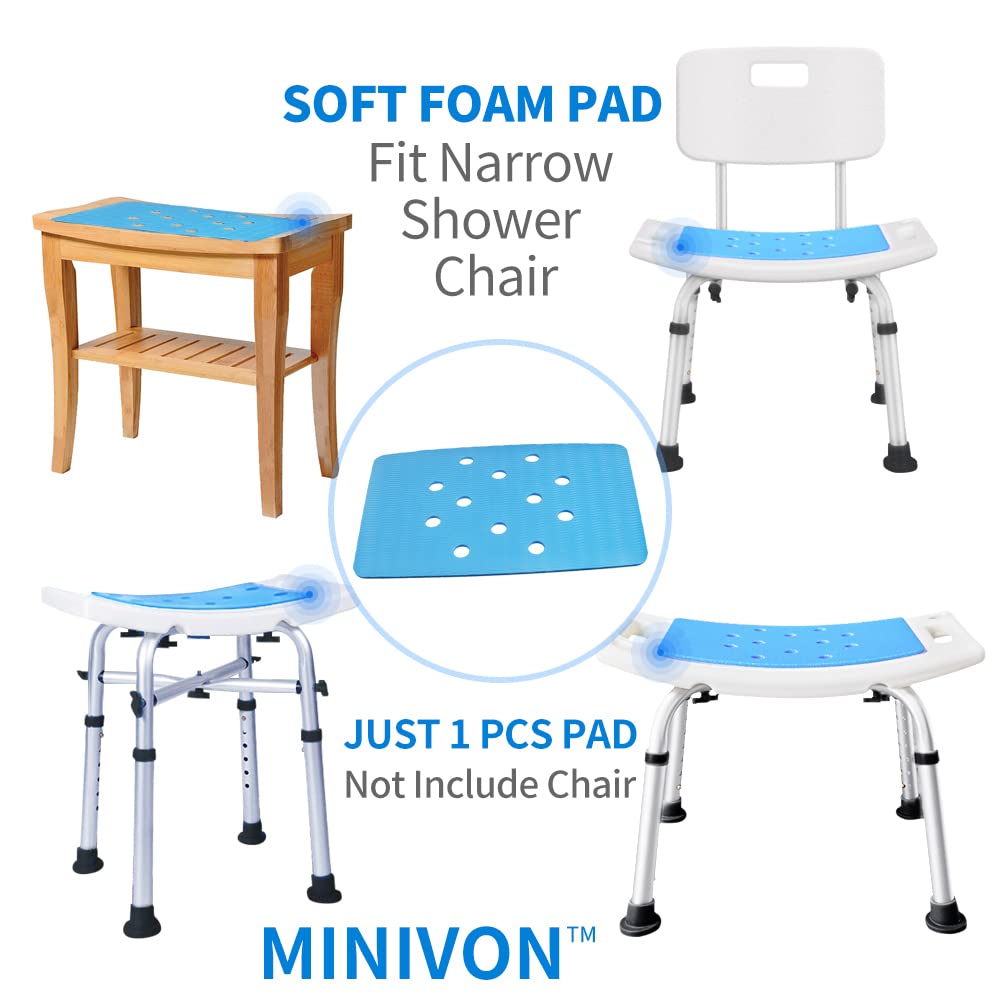 Narrow Shower Bench Cushion -Waterproof Non Slip Soft Pad for Bath Chair Stool, Stickable Padded Shower Seat, Bathroom Bathtub Mat Dry Quickly