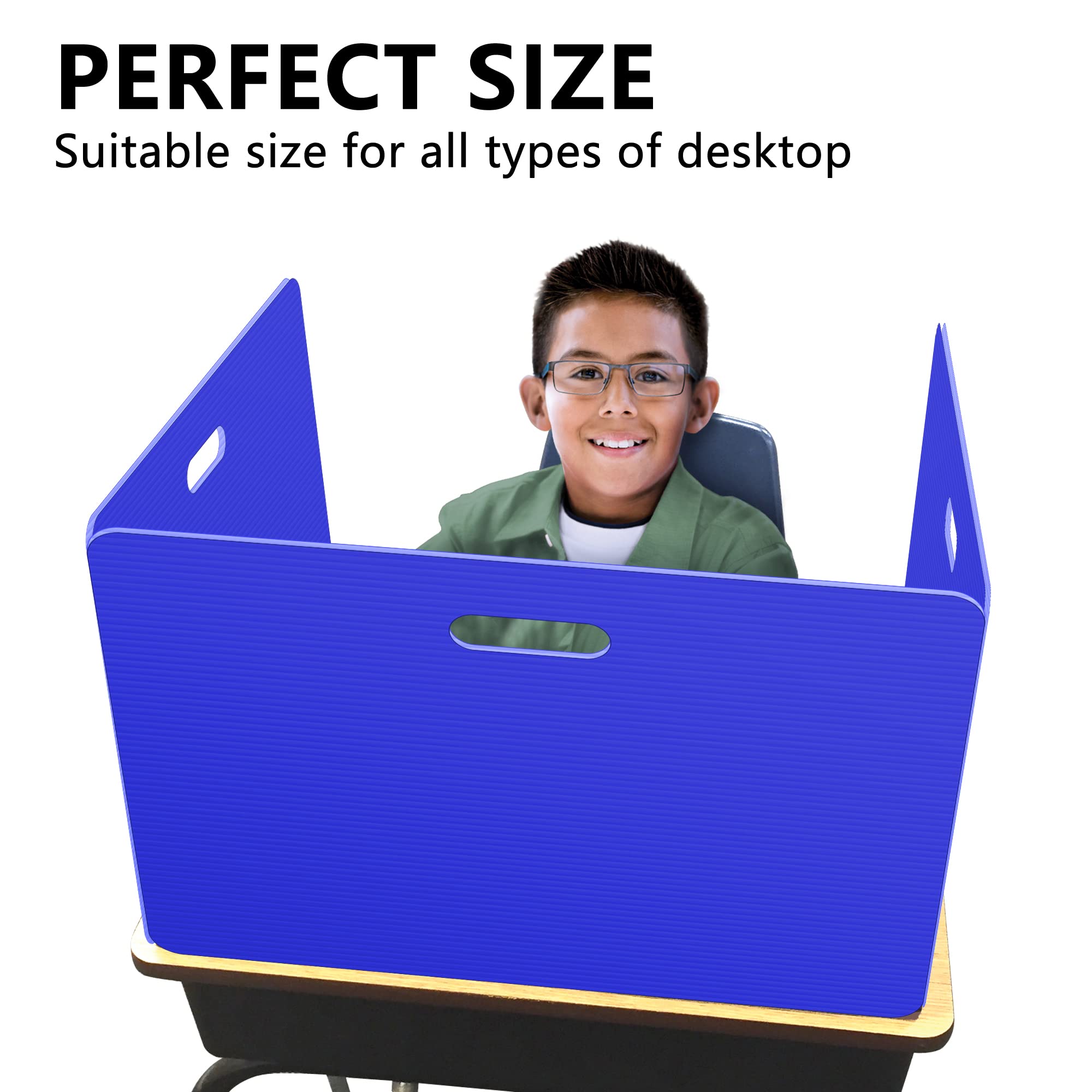 Privacy Shields 2 Pack Blue Durable Easy Carry Plastic Desk Dividers-Easy to Disinfect Classroom Dividers-Portable Divider-Re-usable Privacy Divider