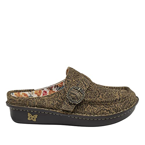 Alegria Women's Brigid Freedom Rock Leather Moc Toe Open Back Clog with Heel Cup 10.5-11 M US