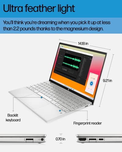 HP Pavilion Aero 13 Laptop, AMD Ryzen 5 5625U, 8 GB RAM, 512 GB SSD, 13β WUXGA IPS Display, Windows 11 Home, 16:10 Aspect Ratio, Thin Design, Backlit Keyboard, Long Battery Life (13-be1010nr, 2022)