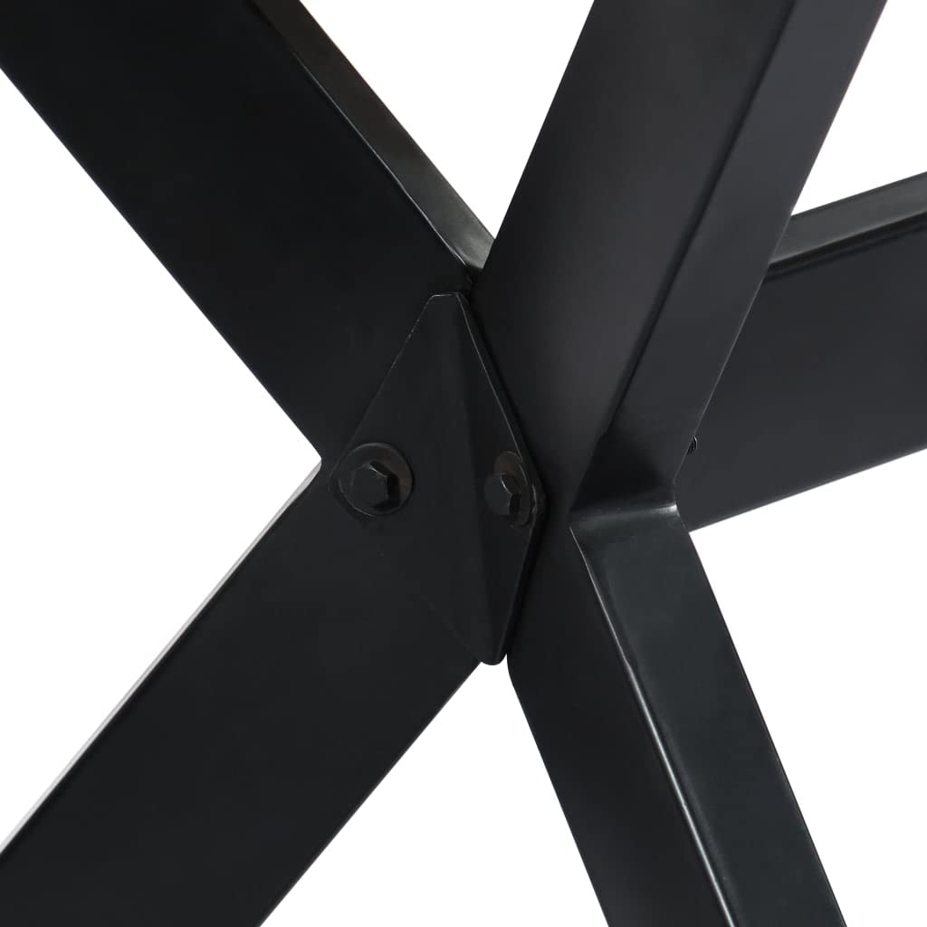 Dining Table,Retro Coffe Table,Conference Table,Industry Offic Table,Easy to Assemble,With a Steel Cross Frame,Fits Dinner Party, Study, Office Work, 55.1"x27.6"x29.5" Solid Bleached Mango Wood