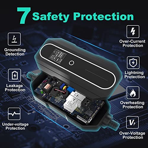 MAX GREEN Speeder Level 2 EV Charger, Adjustable Current (10A/16A/20A/24A/32A) Portable EVSE, 240V 25ft NEMA 14-50 Electric Vehicle Charging Station