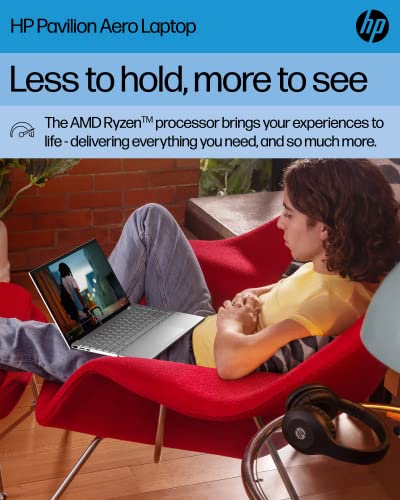 HP Pavilion Aero 13 Laptop, AMD Ryzen 5 5625U, 8 GB RAM, 512 GB SSD, 13β WUXGA IPS Display, Windows 11 Home, 16:10 Aspect Ratio, Thin Design, Backlit Keyboard, Long Battery Life (13-be1010nr, 2022)