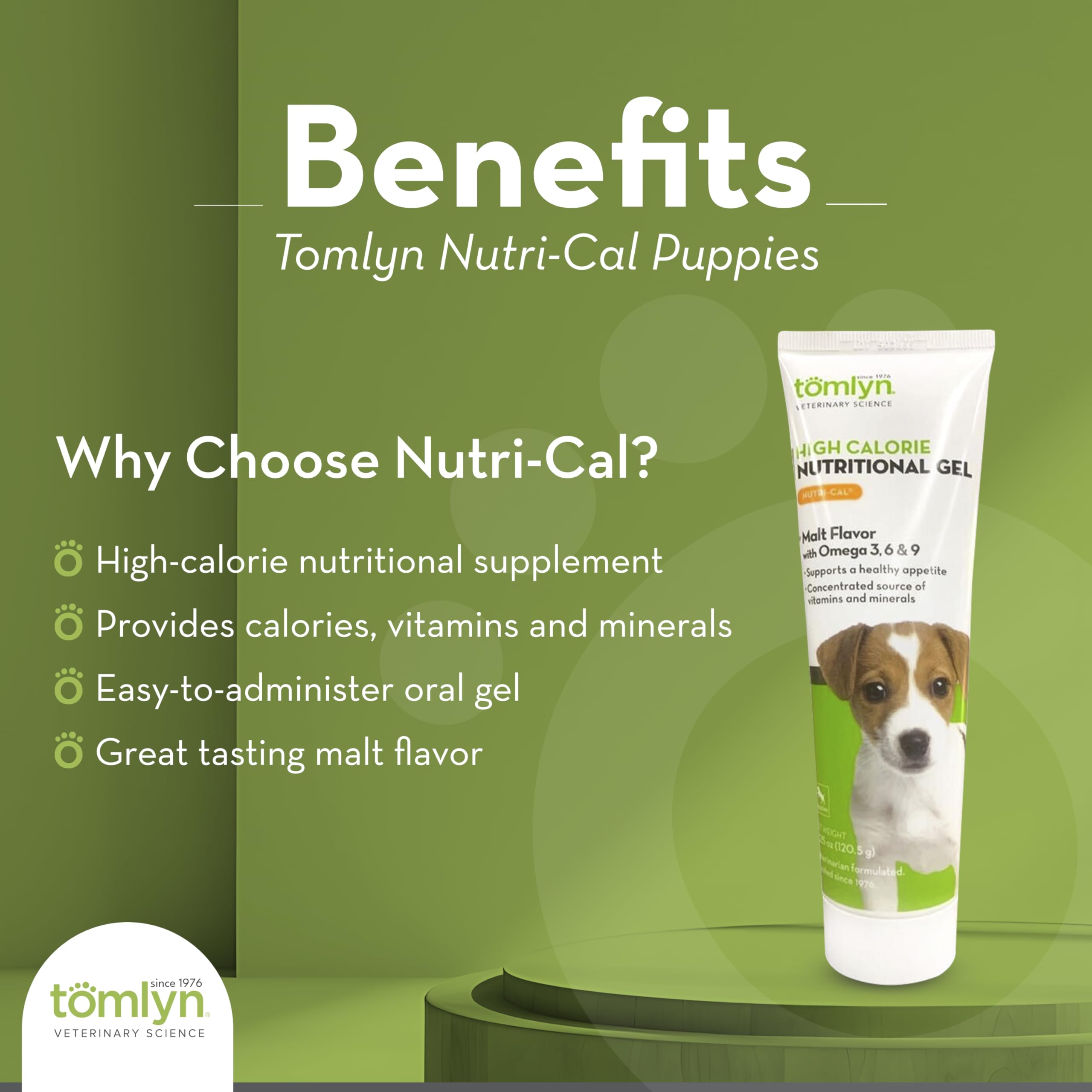 Tomlyn Nutri-Cal Malt-Flavored High-Calorie Nutritional Gel for Puppies, Helps Support a Healthy Appetite Providing Extra Calories, Vitamins & Minerals in a Tasty Supplement, 4.25oz-3 Pack