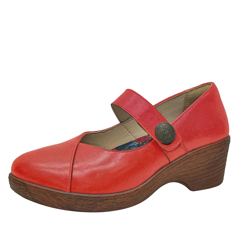 Alegria Women's Sofi Leather Mary Jane Wedge Red 7-7.5 M US