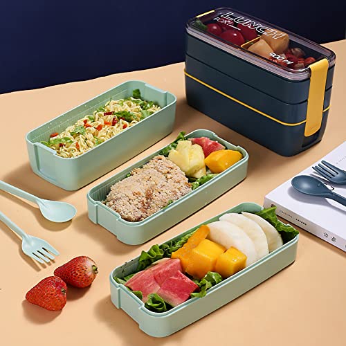 Iteryn Bento Box Lunch Box, 3-In-1 Compartment Lunch Containers - Wheat Straw, Leakproof Eco-Friendly Bento Lunch Box Meal Prep