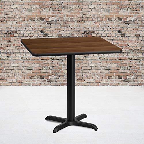 Flash Furniture 30'' Square Walnut Laminate Table Top with 22'' x 22'' Table Height Base