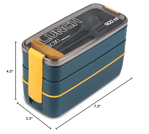 Iteryn Bento Box Lunch Box, 3-In-1 Compartment Lunch Containers - Wheat Straw, Leakproof Eco-Friendly Bento Lunch Box Meal Prep