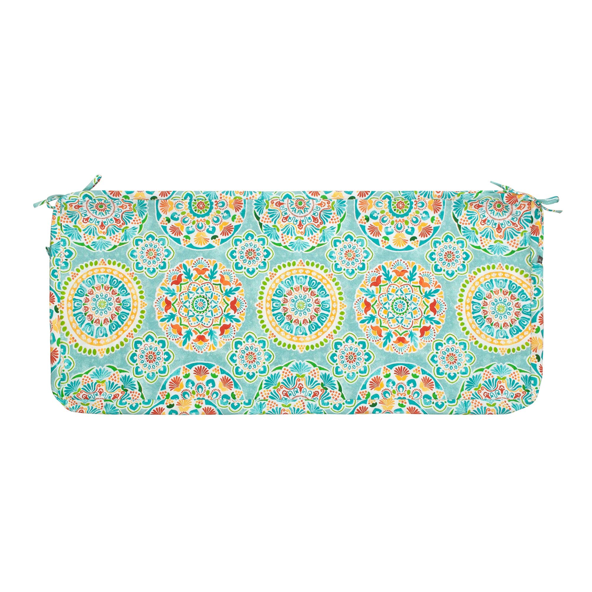 FUNHOME Outdoor Cushion Covers,48" x 18" x 3", No Insert! Patio Cushion Covers Replacement for Outdoor Furniture,Water Resistant Patio Bench Loveseat Cushion Covers 1 Pack, Cyan Circle (Covers ONLY)