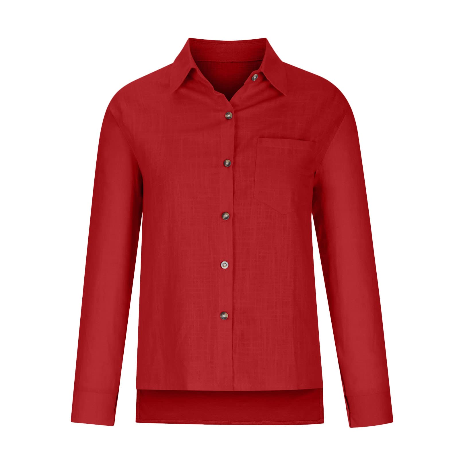 SMIDOW Womens Button Down Cotton Linen Shirts V Neck Roll Up Short|Long Sleeve Blouses Loose Collared Shirt Casual Work Tops