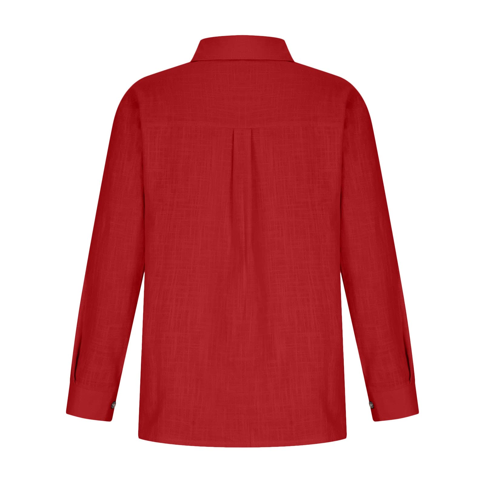SMIDOW Womens Button Down Cotton Linen Shirts V Neck Roll Up Short|Long Sleeve Blouses Loose Collared Shirt Casual Work Tops