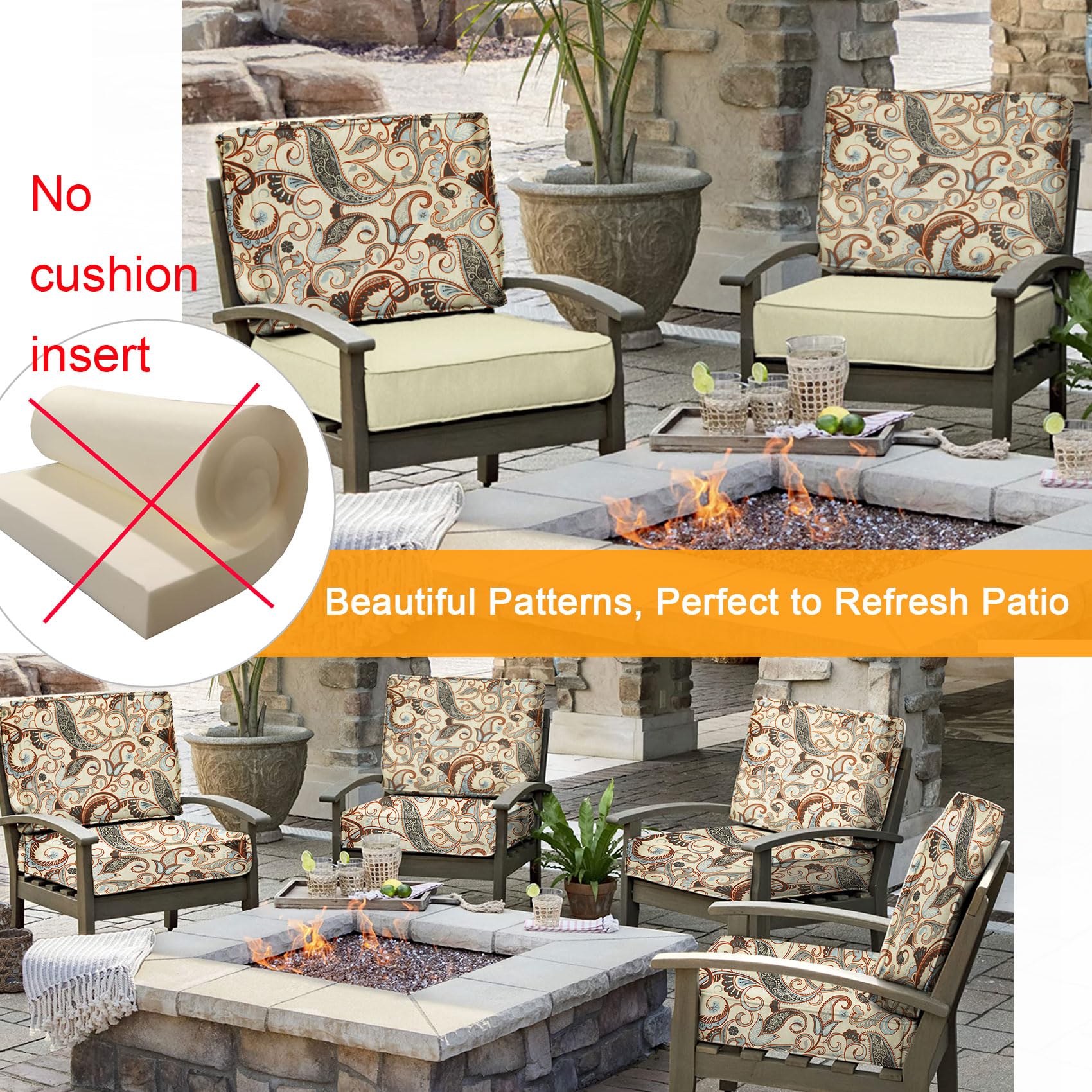 NettyPro Outdoor Patio Bench Swing Cushion Cover Replacement Water Resistant UV Protection Outside Loveseat Cushion Slipcovers with Zipper, 45 x 18 x 3 Inch