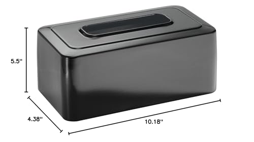 mDesign Metal Modern Tissue Box Cover Decorative Rectangular Facial Tissues Holder for Bathroom, Vanity, Countertop, Bedroom, Night Stand; Holds Tissue Boxes up to 4" Tall - Vivi Collection - Black
