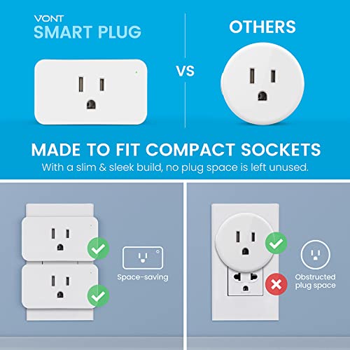 Vont Smart Plug [1 Pack] Alexa Smart Plugs, WiFi + Bluetooth, No Hub Required, Smart Home, Google Home & IFTTT, Voice Command, Timer & Schedules, Control Anywhere, Vacation Mode, ETL & FCC Certified