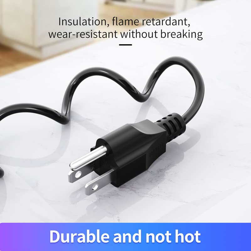 6FT Long TV Power Cord, 3 Prong Mickey Mous AC Power Cord Replacement for LG LED LCD Smart 1080p HDTV 32LB5600 42LB5600 55LB5900, Epson Printer Power Cable (IEC-60320 C5 to NEMA 5-15P), 1Pack