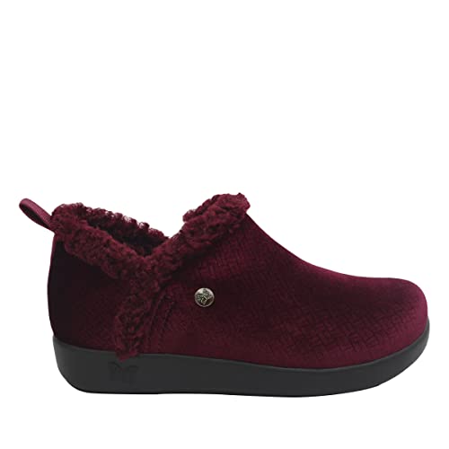 Alegria Womens Cozee Slipper Boot Wine Velvet 9.5-10 M US