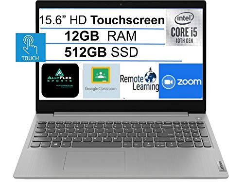 Lenovo Newest 15 IdeaPad 3 15.6" HD Touch Screen Laptop, Intel Quad-Core i5 Up to 3.6GHz (Beats i7-8550U), 12GB DDR4 RAM, 512GB SSD, Webcam, WiFi 5, HDMI, Windows AllyFlex MP